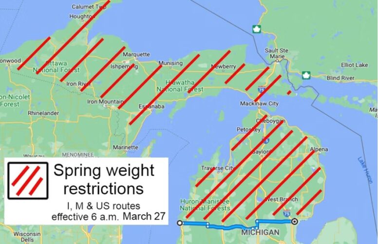 Michigan Adjusts Weight Restrictions on Many Highways on Monday ...